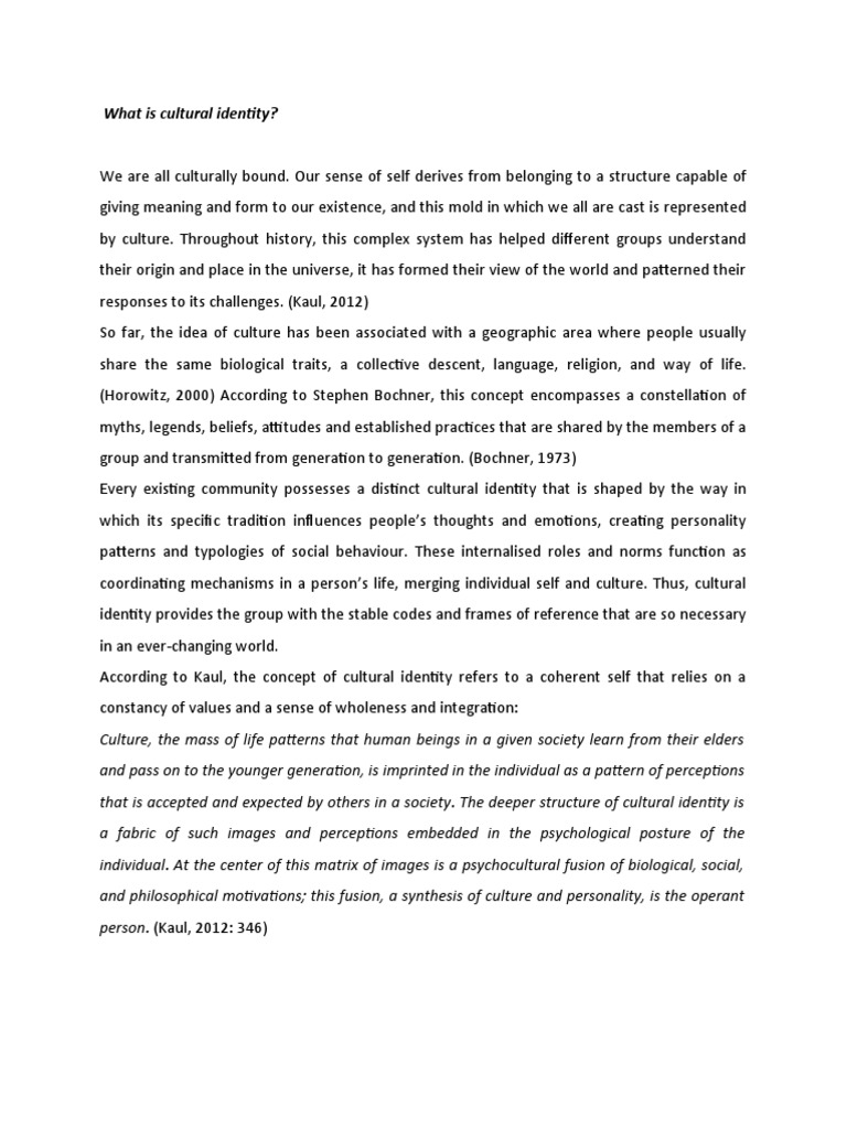 What Is Cultural Identity | PDF | Identity (Social Science) | Self