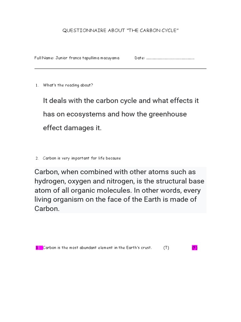 Carbon Cycle | PDF