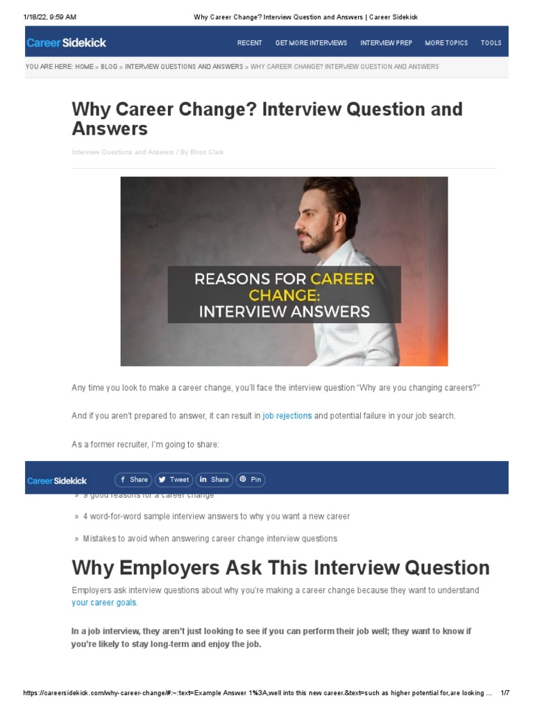 Why Career Change - Interview Question and Answers - Career Sidekick ...