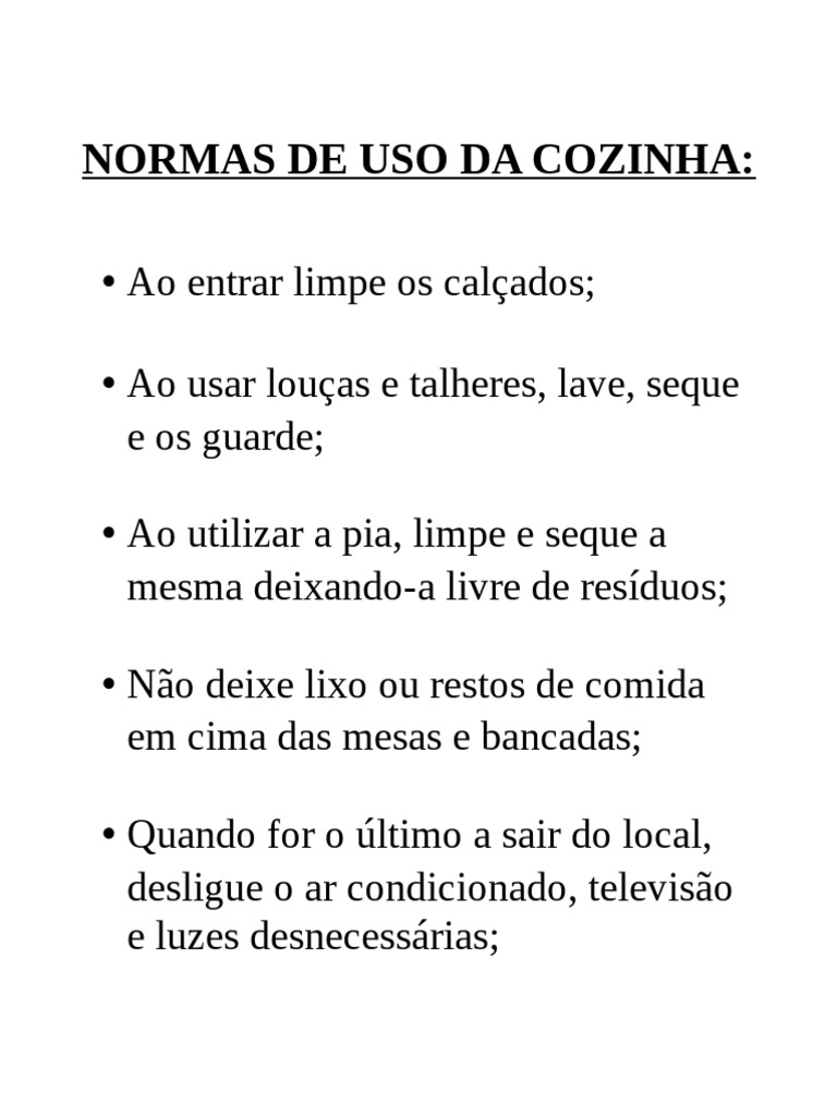 Normas de Uso Da Cozinha | PDF
