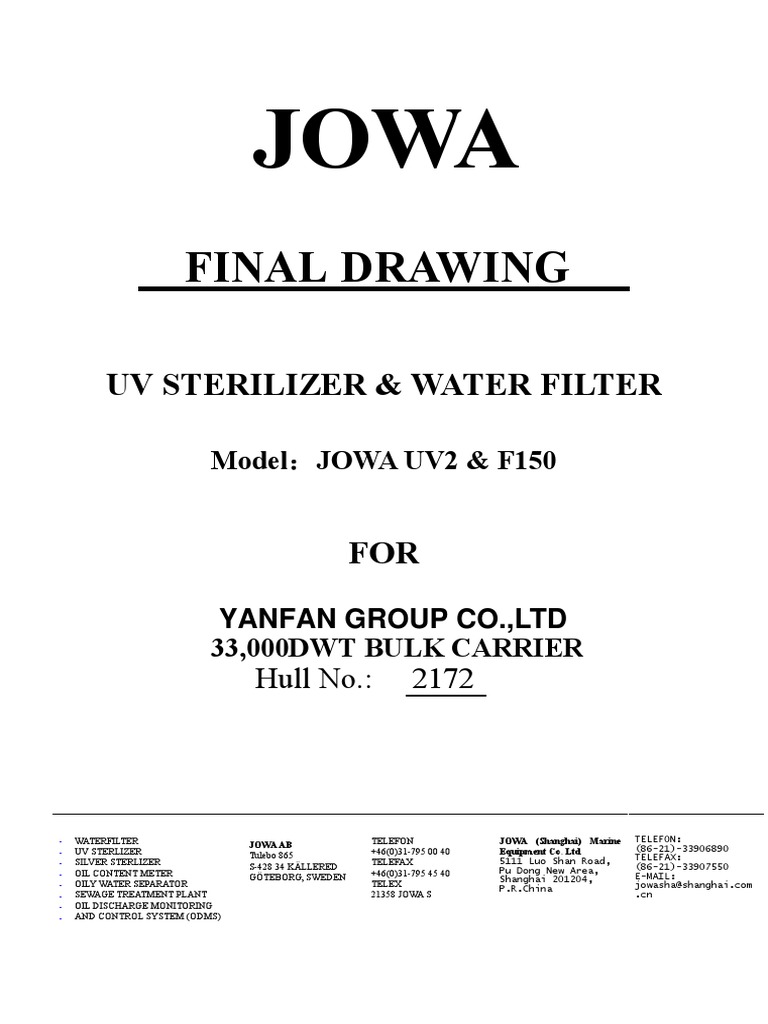 h2172 UV2and F150 FINAL Drawings For 33000DWT | PDF | Valve | Sanitary ...