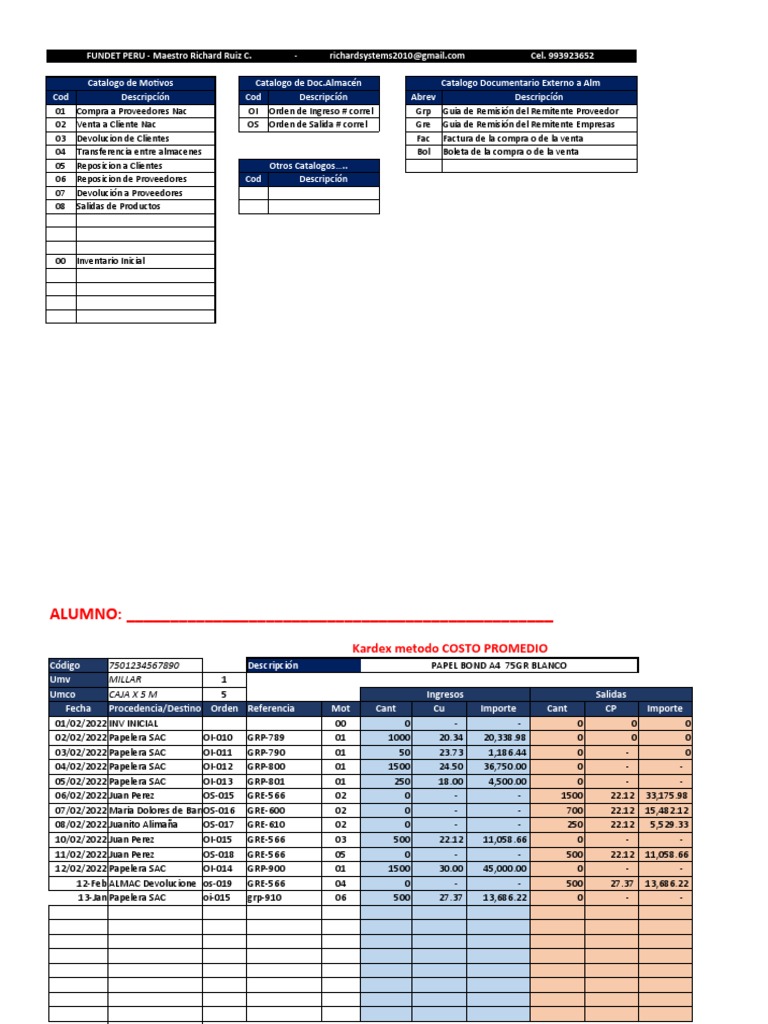 Kardex Tipo Prom y Peps (Fifo) | PDF | Gestión de la cadena de ...