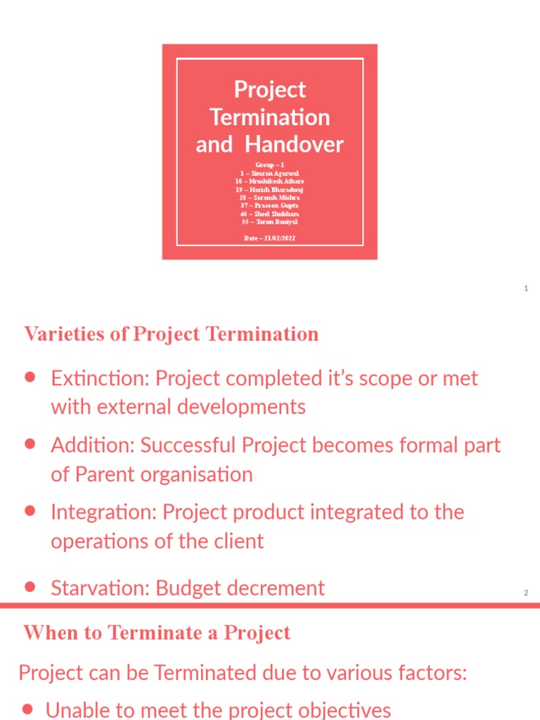 Project Termination and Handover Guide | PDF