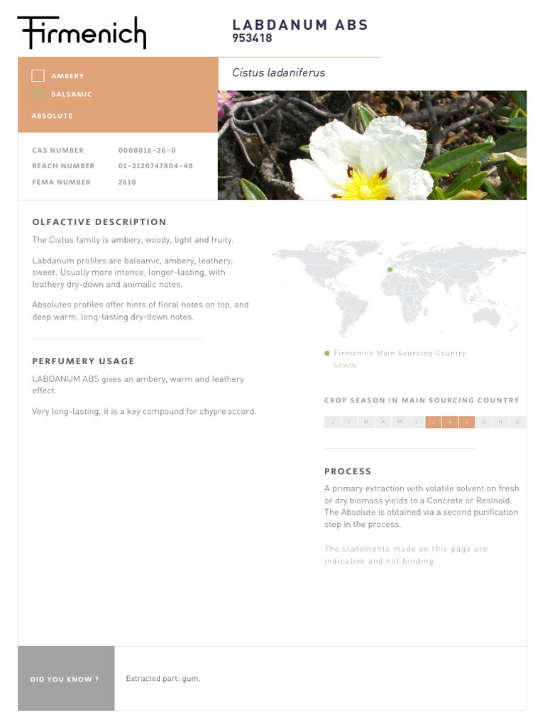 Labdanum Abs: Cistus Ladaniferus | PDF