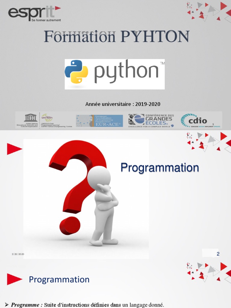 Introduction à Python et Programmation | PDF | Structure de contrôle | Compilateur