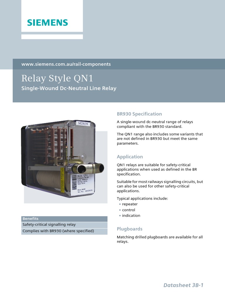 Relay Style QN1: Single-Wound Dc-Neutral Line Relay | PDF | Relay ...