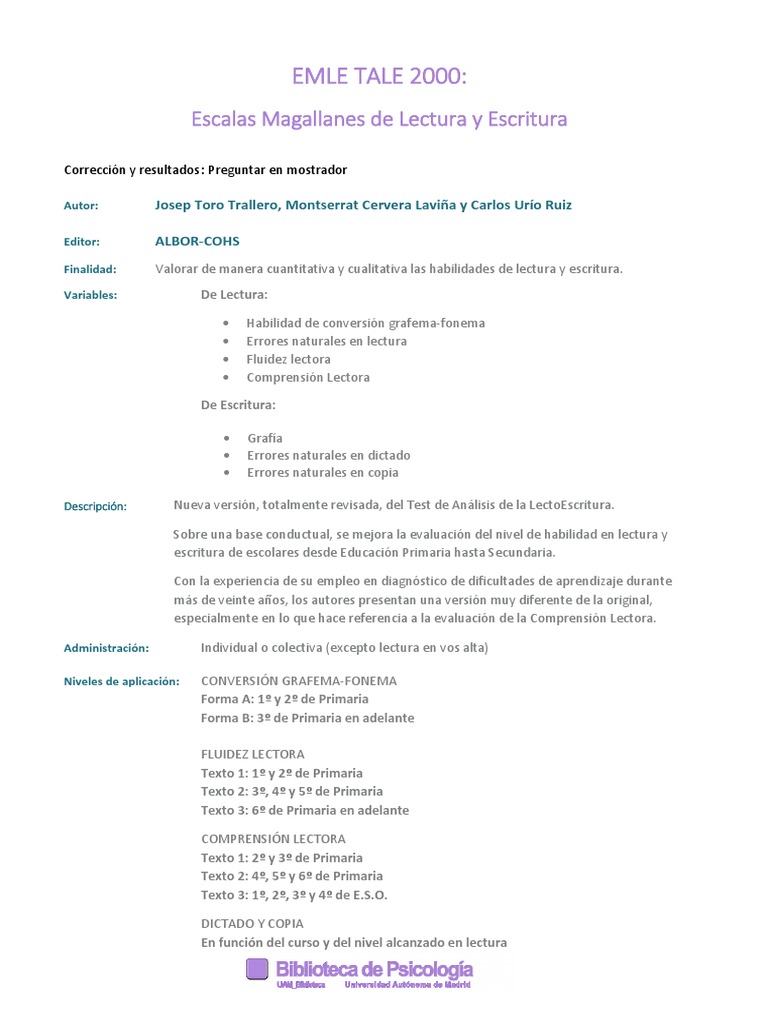 EMLE | PDF | Comprensión lectora | Evaluación
