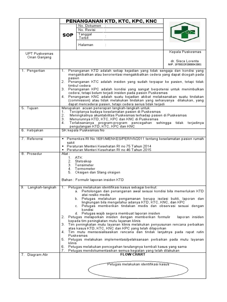 Sop PENANGANAN KTD, KTC, KPC, KNC | PDF | Self-Improvement | Wellness