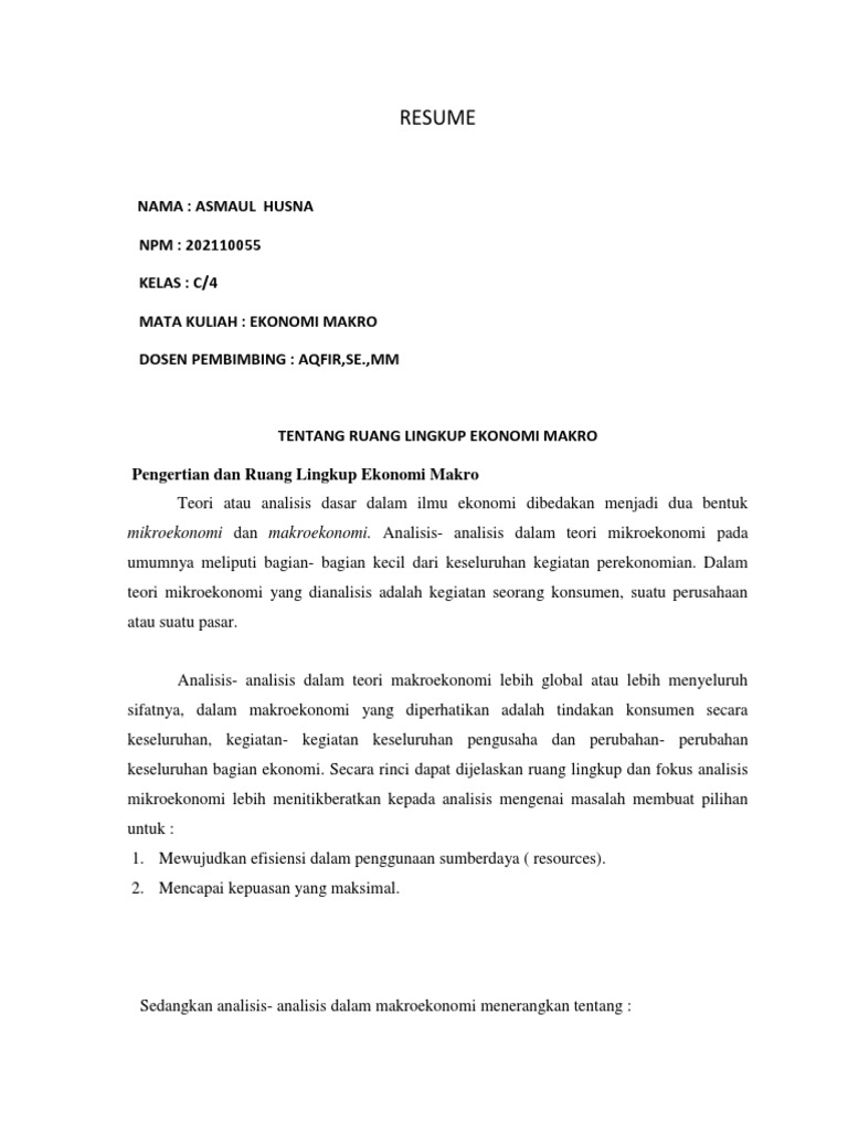 Resume Ekonomi Makro | PDF