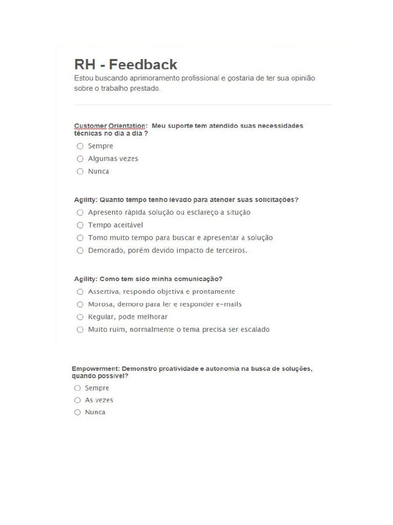 Modelo de Formulário - Feedback RH | PDF