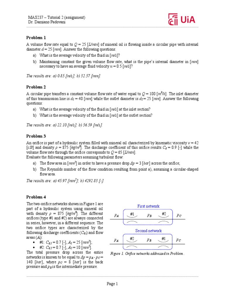 Problem 1: First Network | PDF | Fluid Dynamics | Viscosity