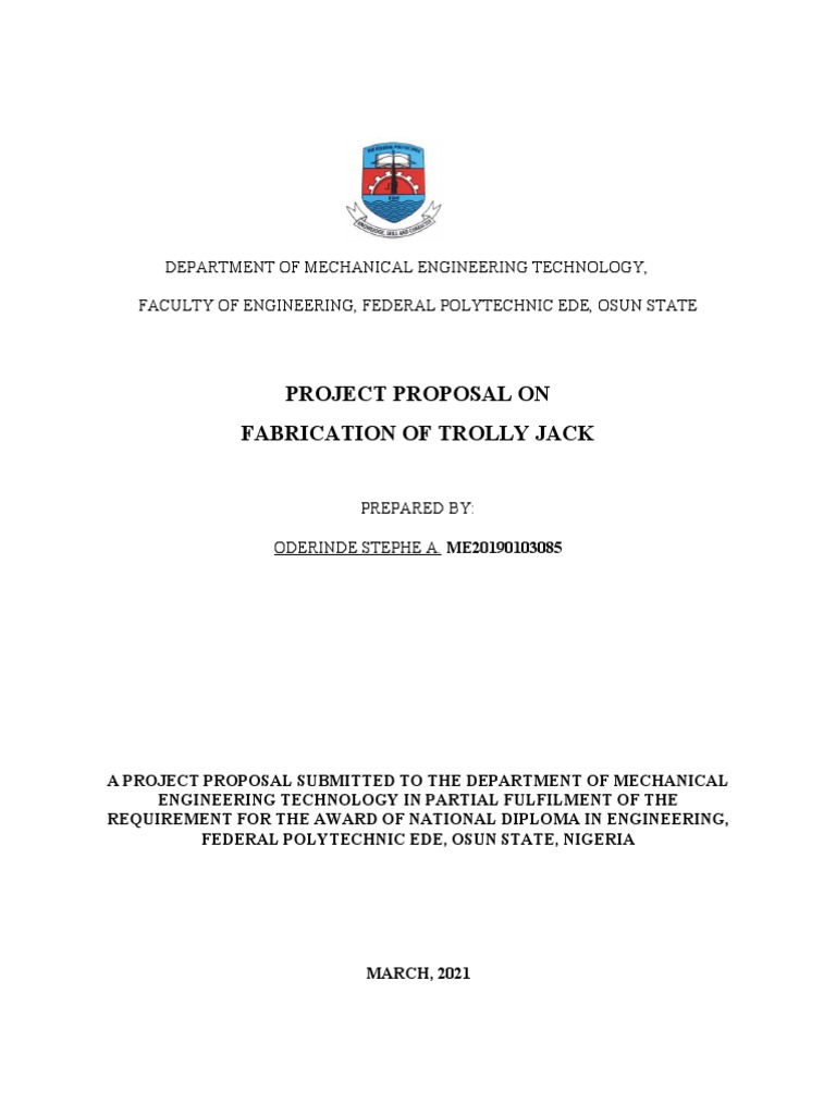 Project Proposal On Trolley Jack | PDF | Sheet Metal | Welding