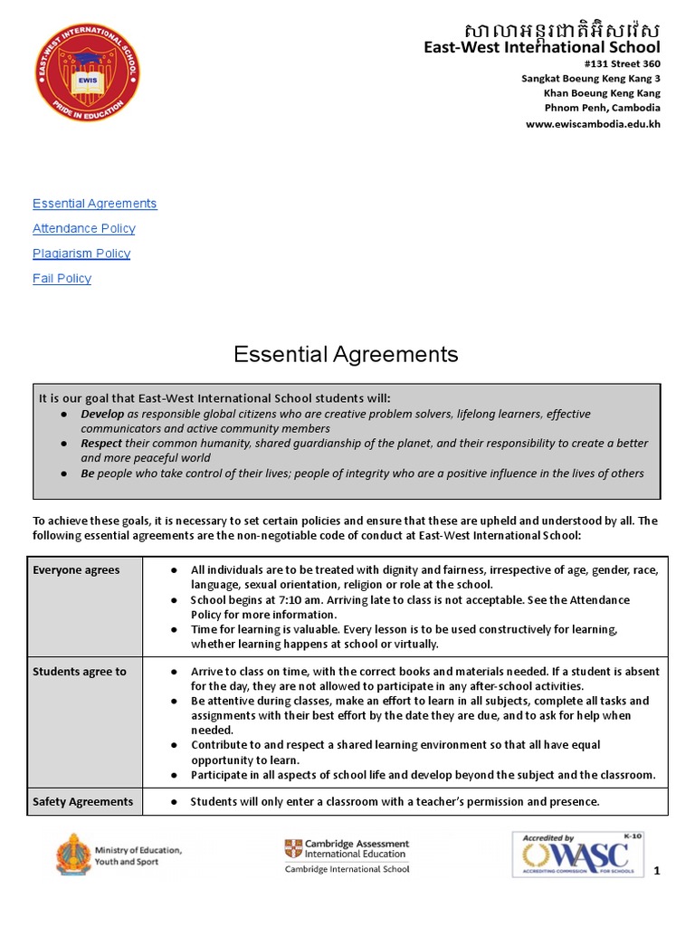 (Template) Copy of EWIS Policies For Students - 2021-2022 | PDF ...