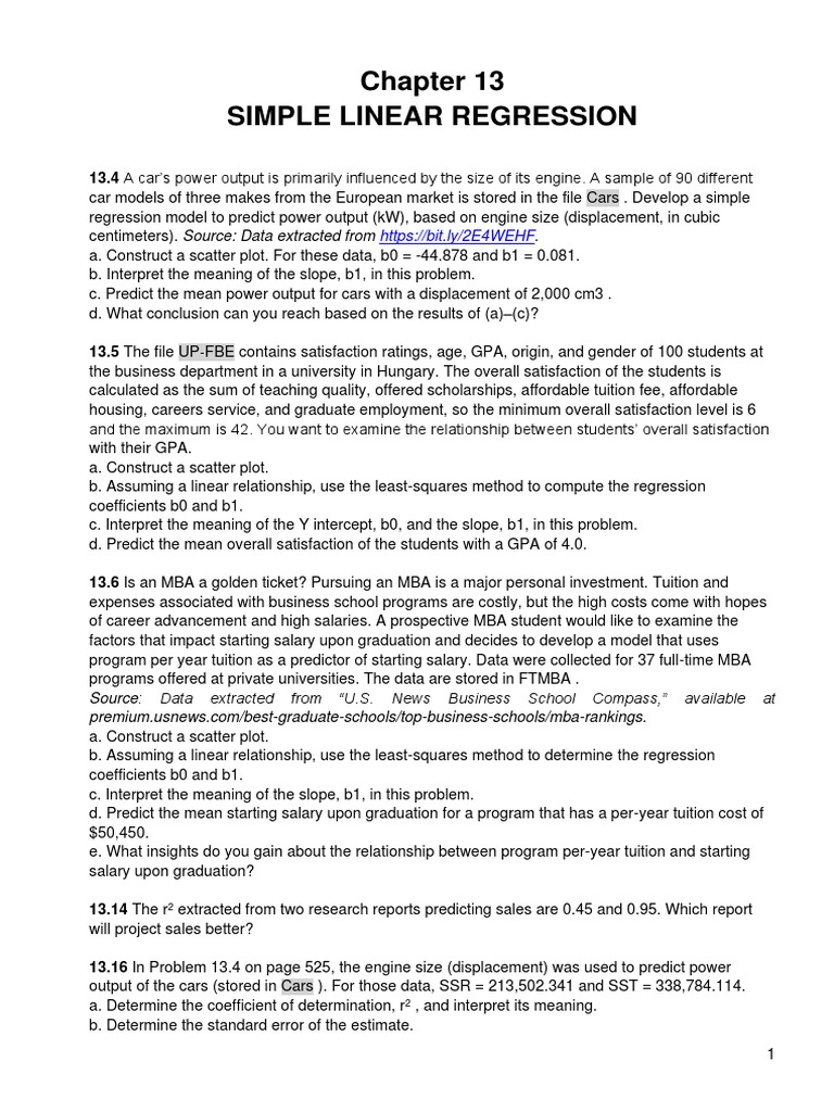 MAS202 - Homework For Chapter 13-14 | PDF | Regression Analysis | Errors And Residuals