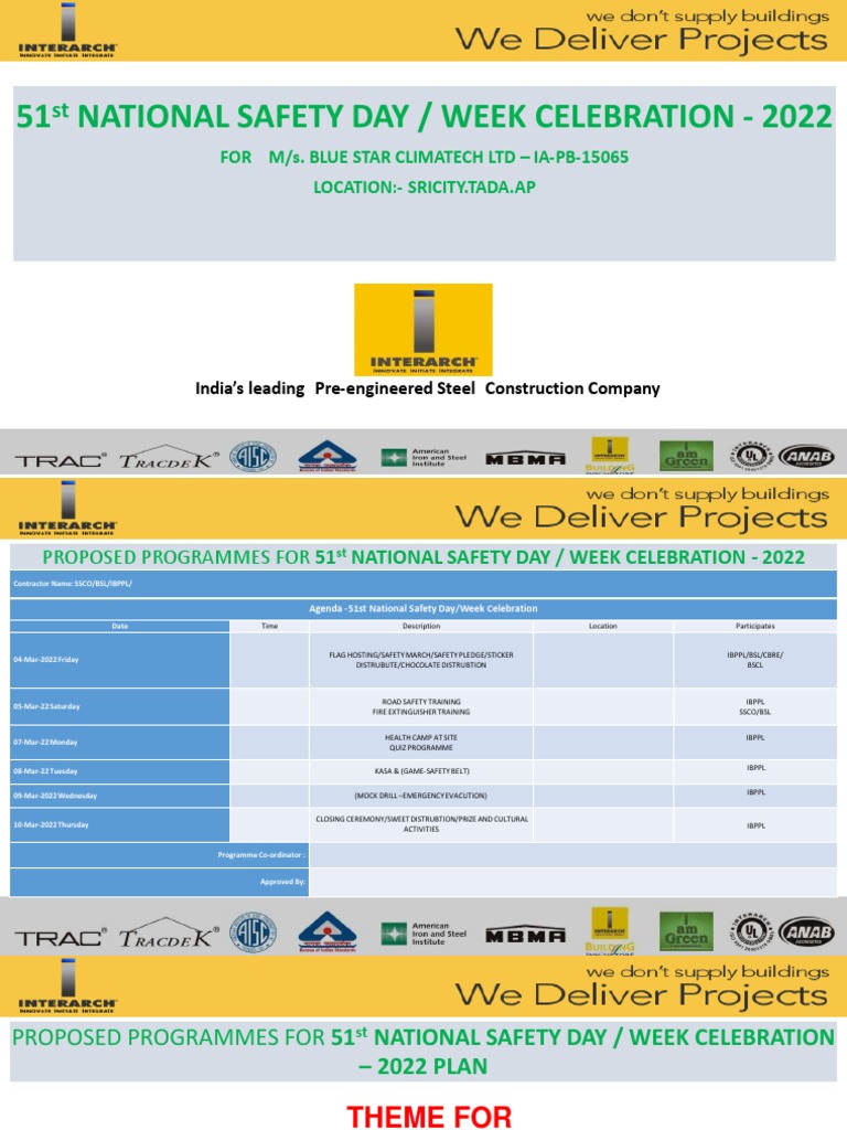 51st National Safety Day Plans at Blue Star Climatech Site | PDF