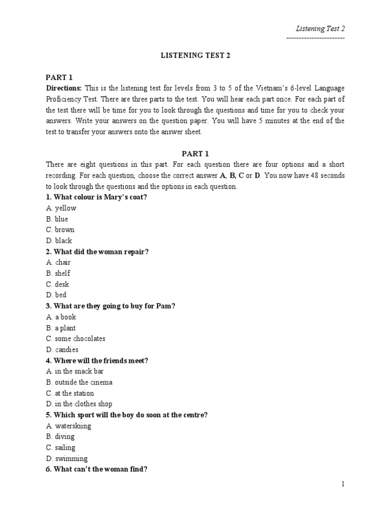 Listening Test 2 | PDF