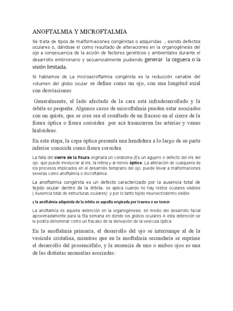 Anoftalmía y microftalmía: causas, diagnóstico y tratamiento de estas ...