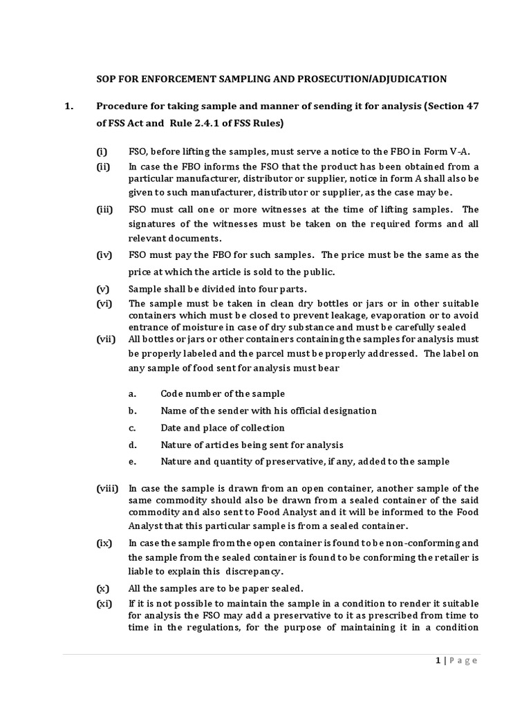SOP Sampling RCD 22 12 2016 | PDF | Shelf Life | Justice