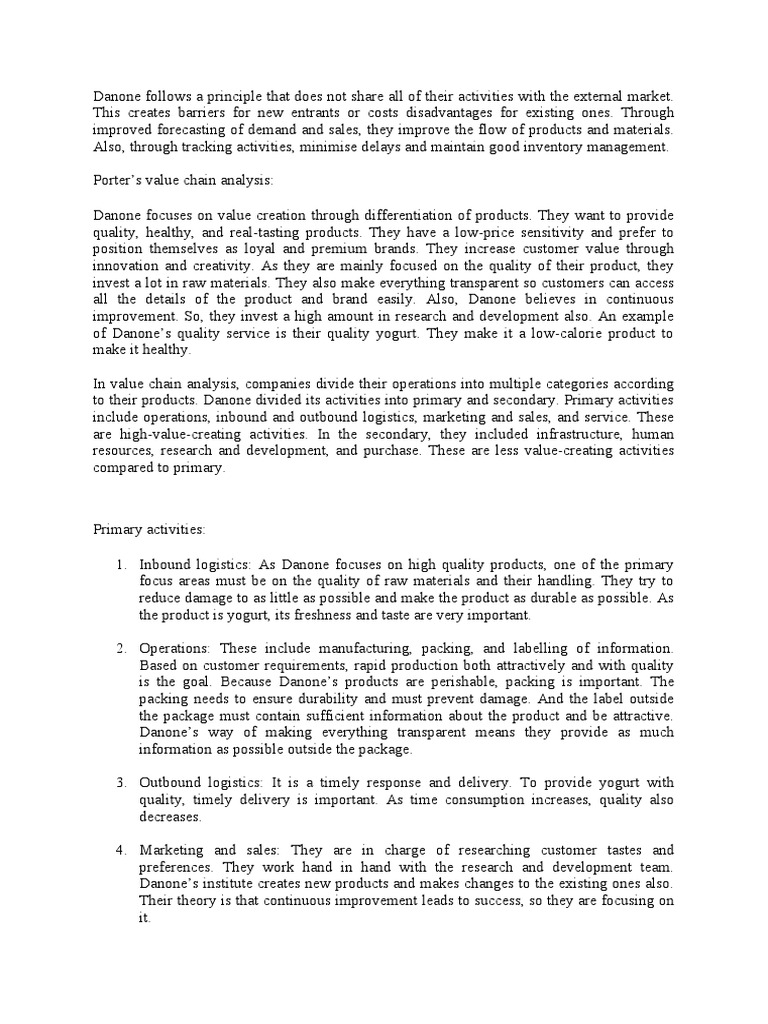 Danone Value Chain | PDF | Logistics | Value Chain