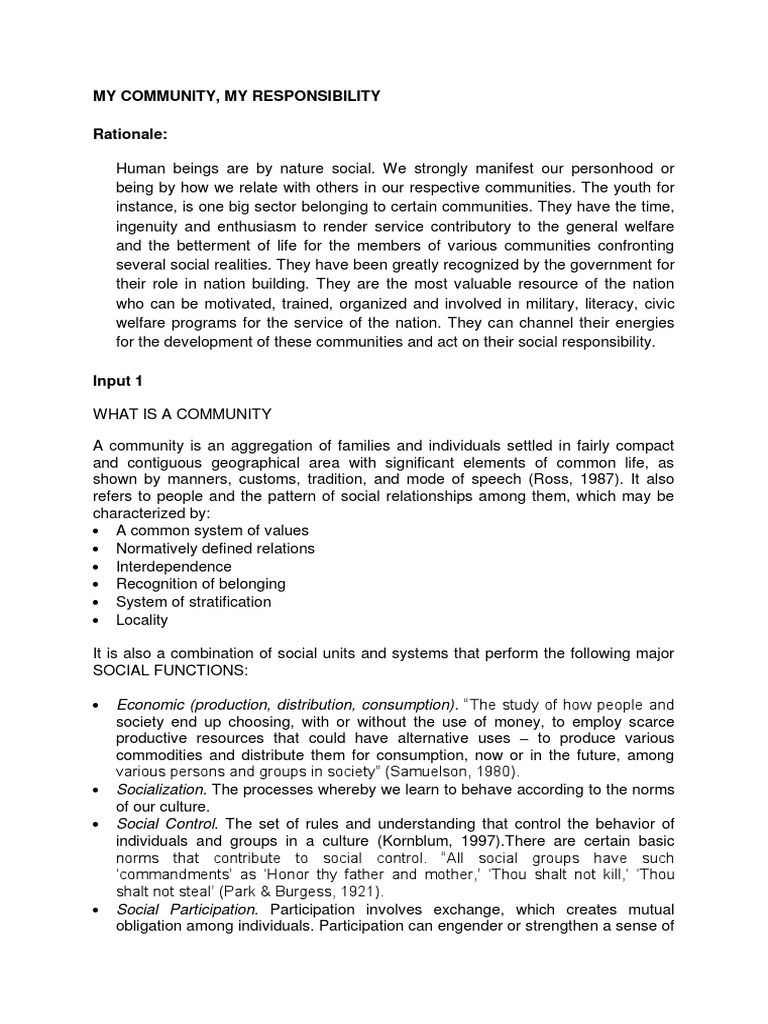 5 My-Community-My-Responsibility Community SC | PDF | Institution ...