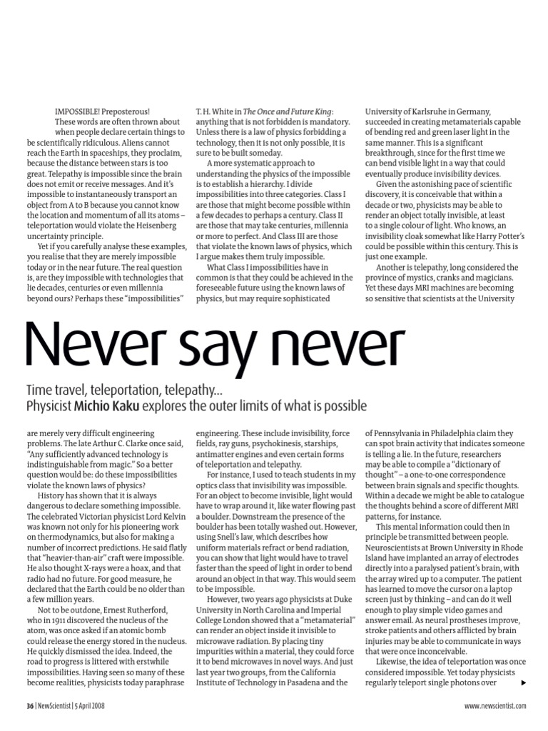 Impossible Physics (2008) | PDF