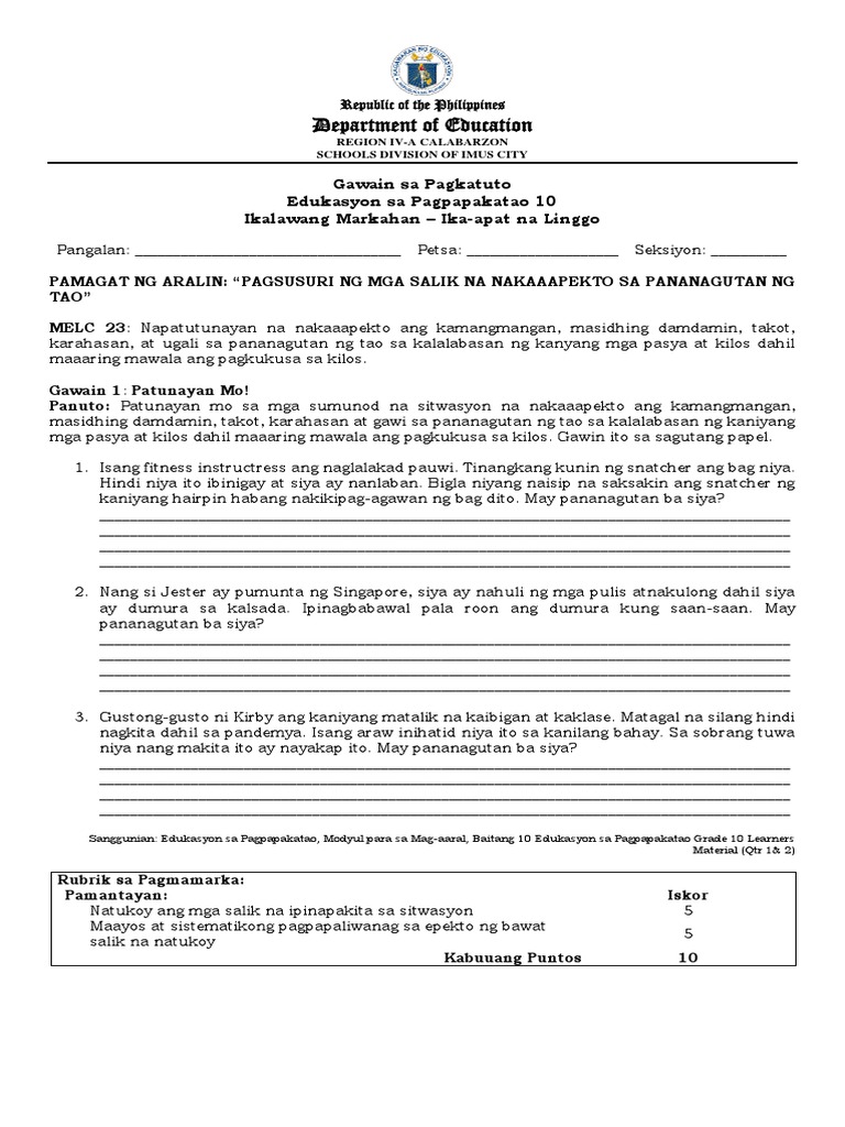 Esp-G10 Q2 Week-4 | PDF
