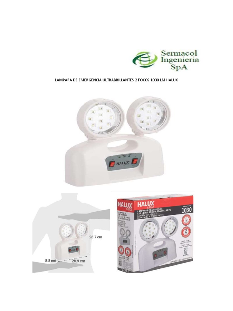 Ficha Tecnica Luminarias de Emergencia Halux | PDF