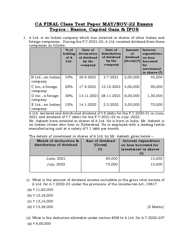 DT BB Test | PDF | Capital Gains Tax | Dividend