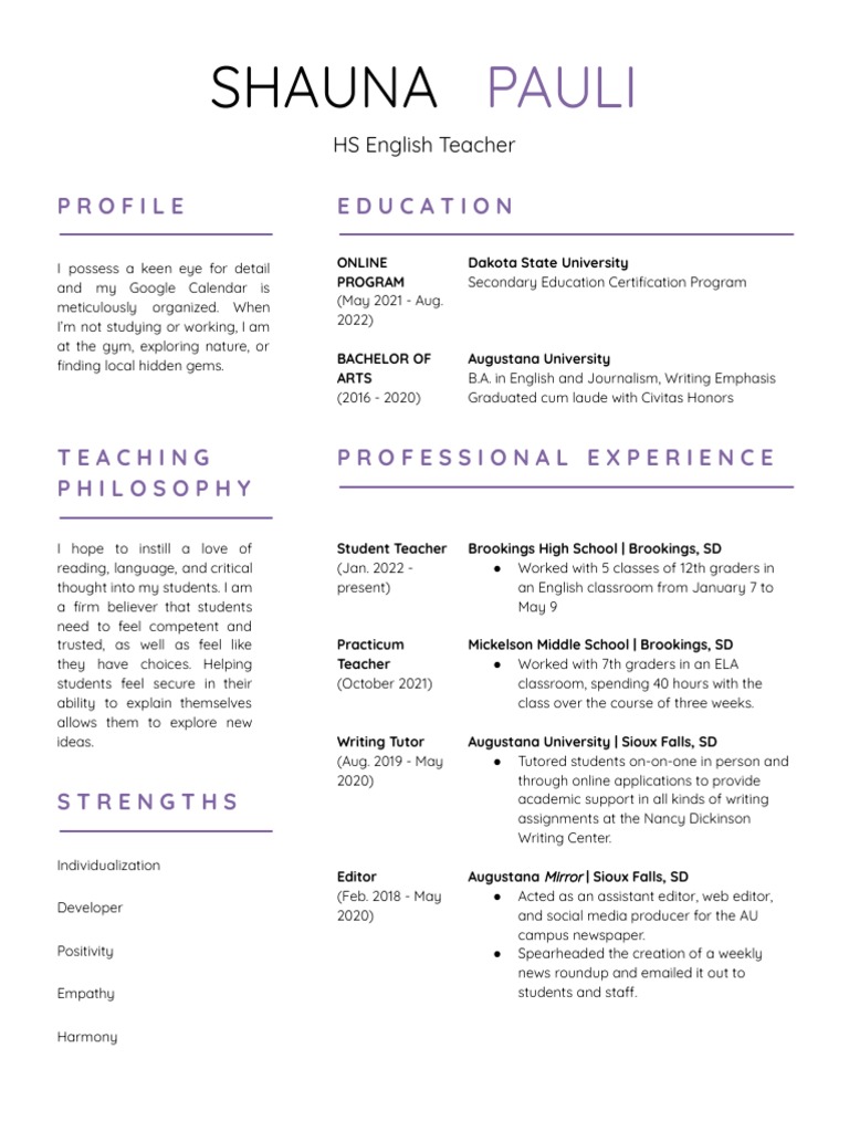 Shauna Pauli Resume 2022 | PDF