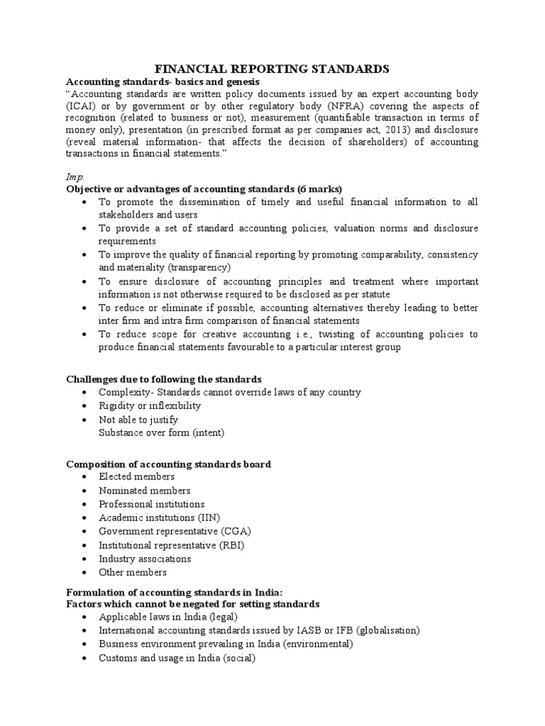 Financial Reporting Standards | PDF | Income Statement | Inventory