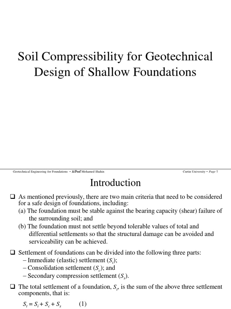 Notes 3 - Soil Compressibility For Shallow Foundations | PDF ...