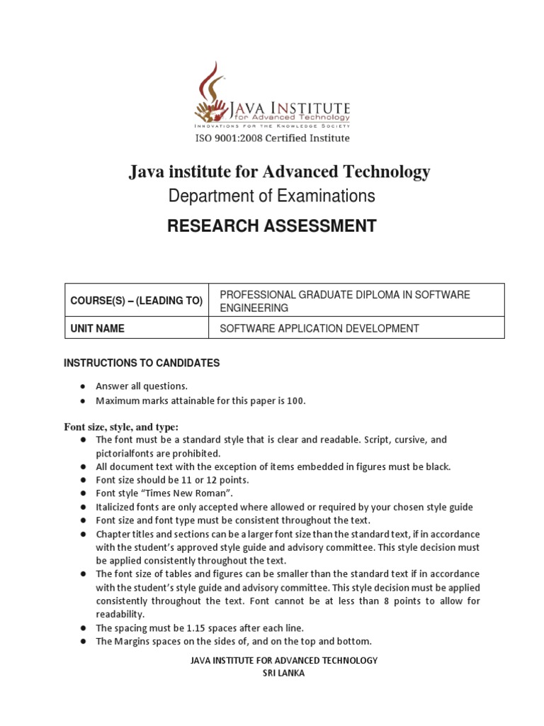 SAD Research Assesment | PDF | Java (Programming Language) | Educational Assessment