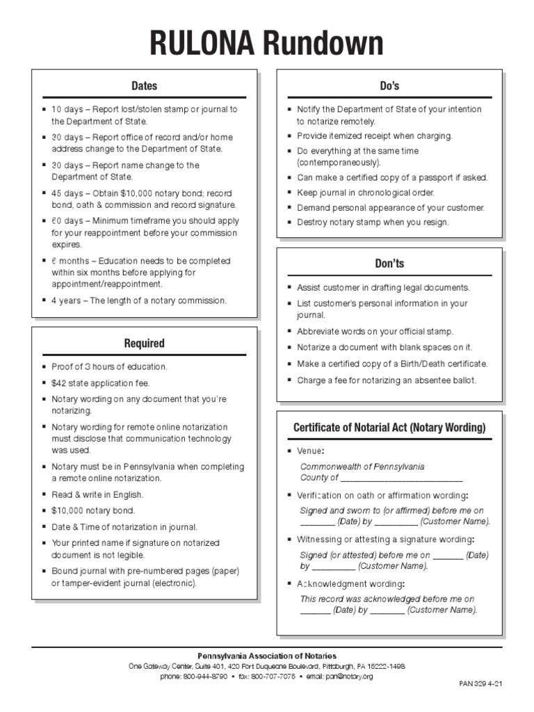 RULONA Rundown | PDF | Notary Public | Civil Law (Common Law)