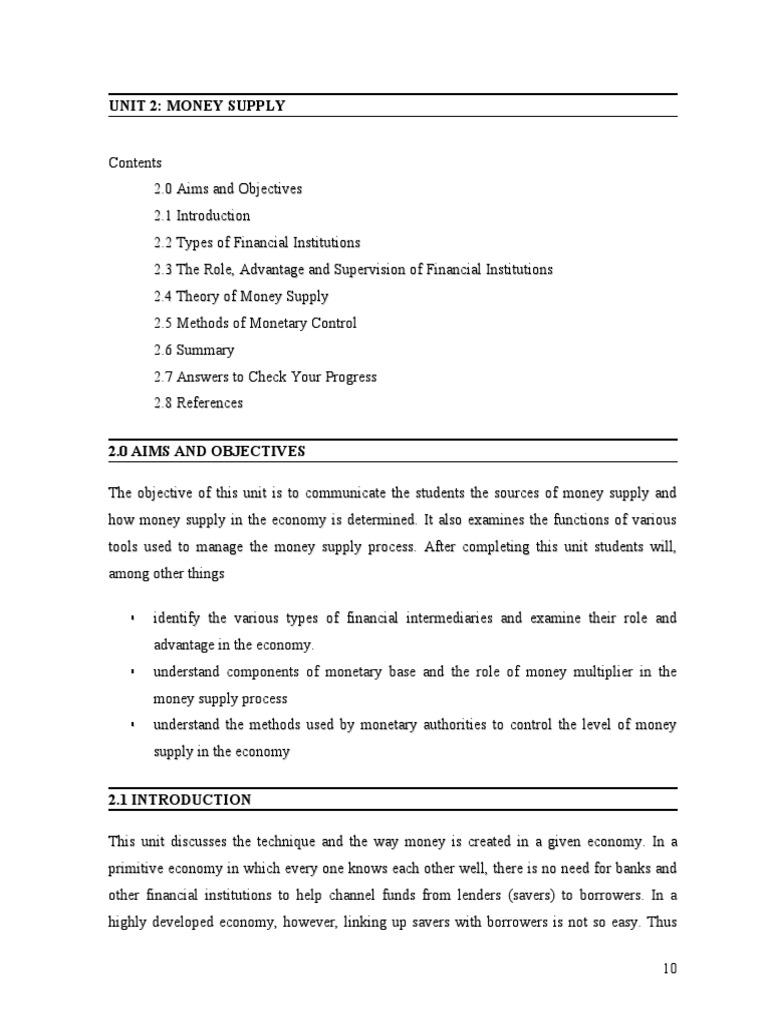 Unit 2 - Monetary Economics | PDF | Money | Money Supply