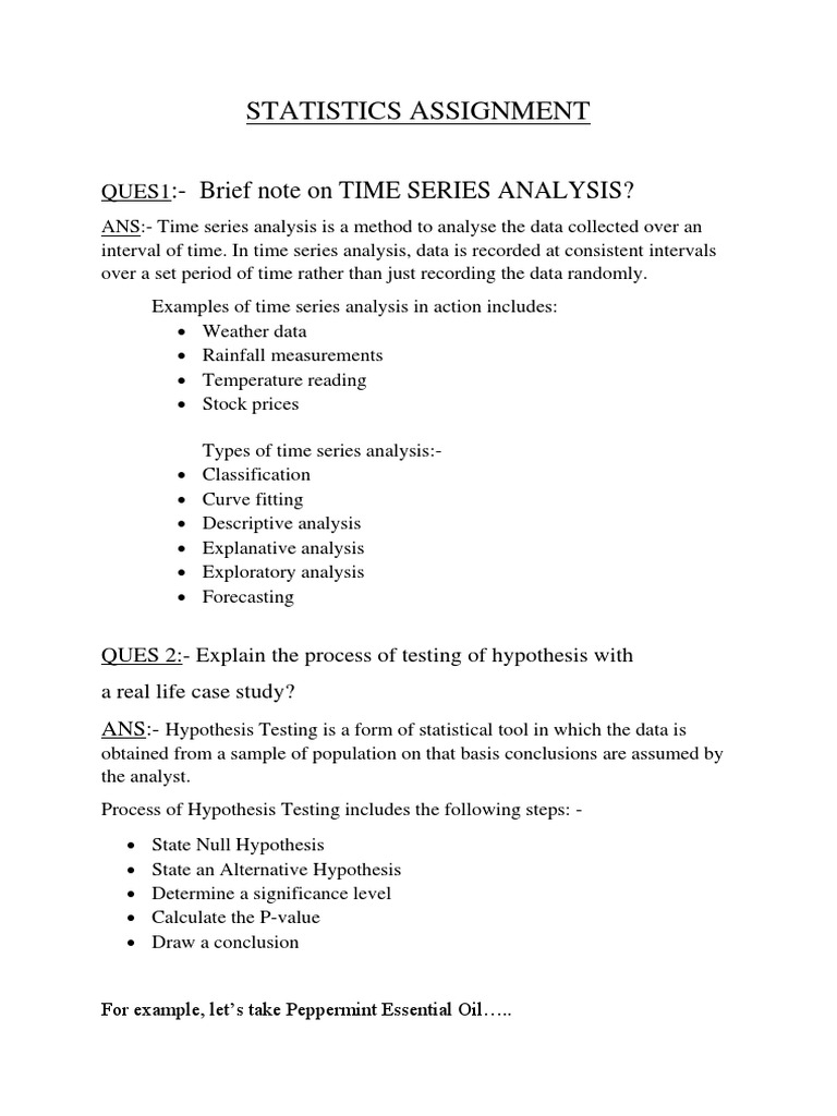 Statistics Assignment::-Brief Note On TIME SERIES ANALYSIS? | PDF ...