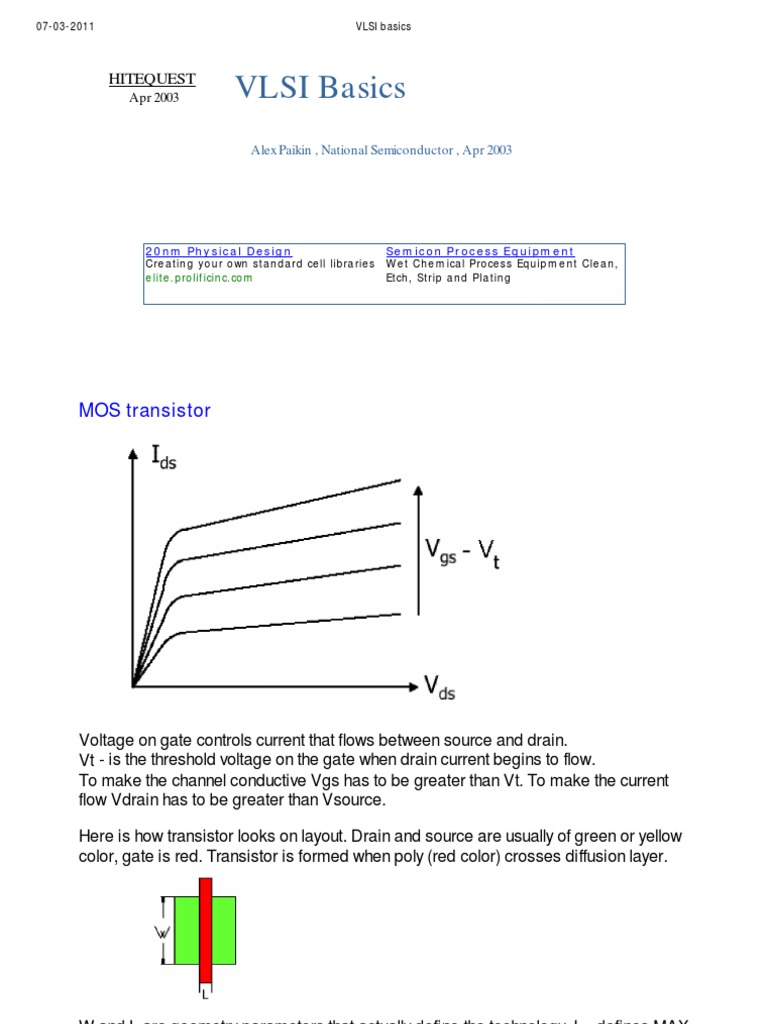 VLSI Basics | PDF | Cmos | Field Effect Transistor