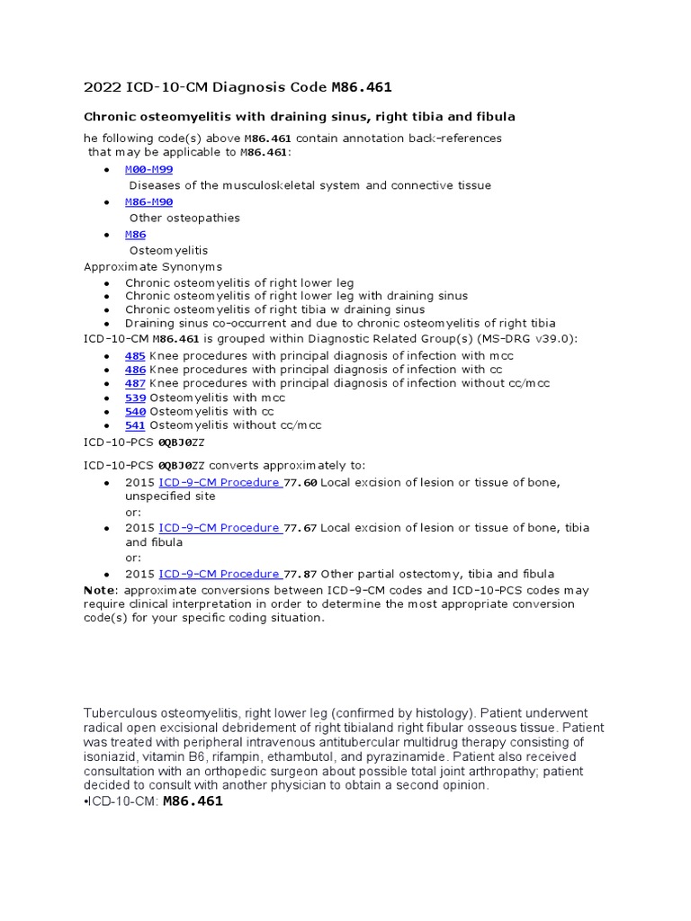 2022 ICD-10-CM Diagnosis Code: M00-M99 M86-M90 M86 | PDF