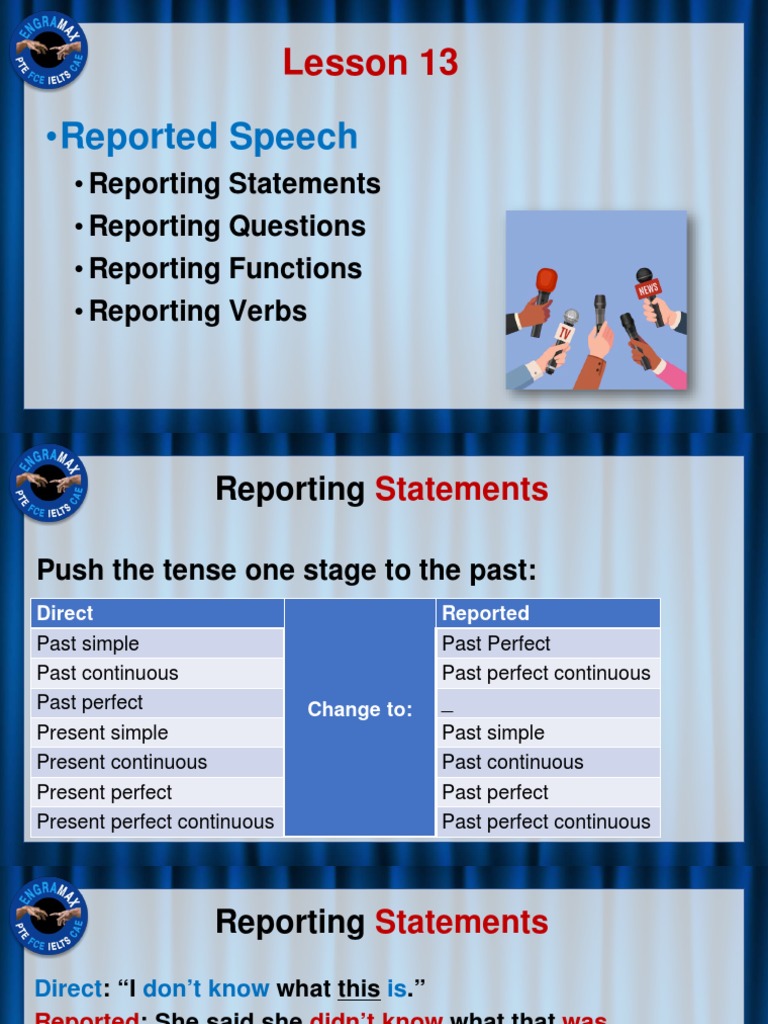 Lesson 13 Reported Speech | PDF | Linguistic Morphology | Semantic Units