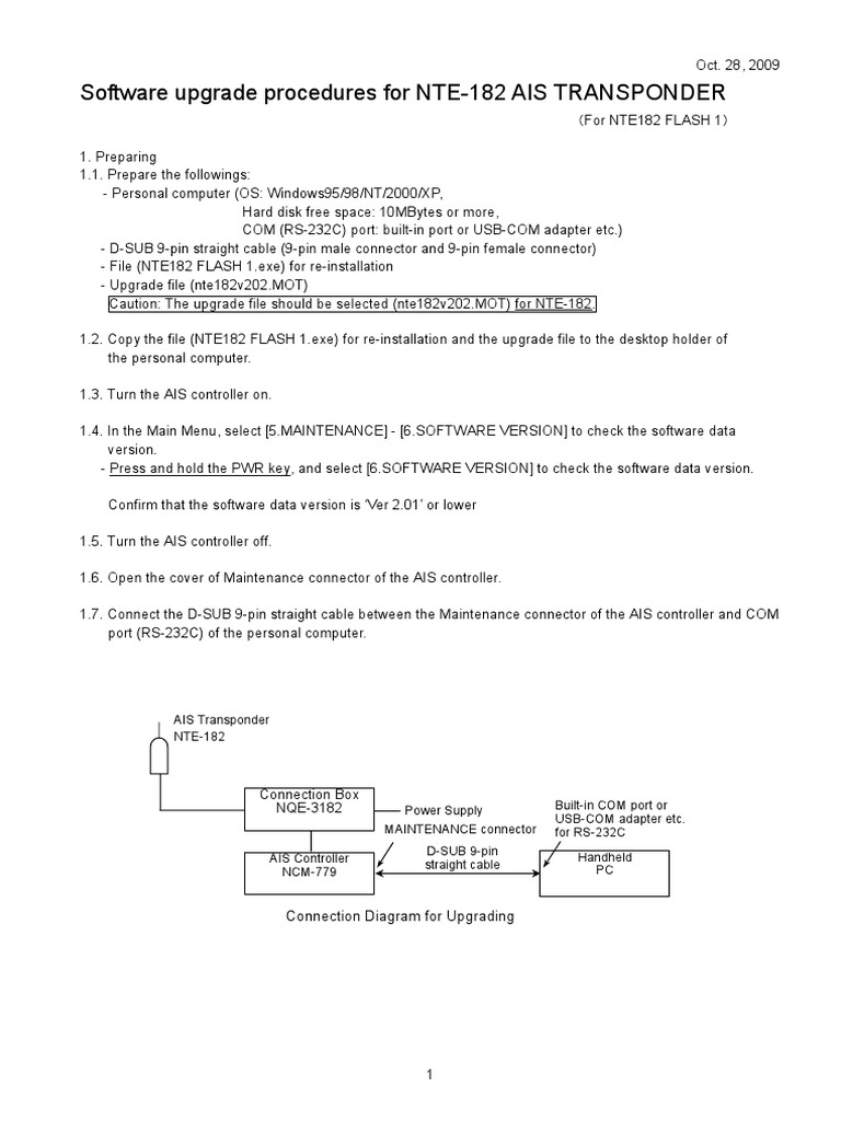 Software Upgrade Procedures For NTE-182 AIS TRANSPONDER | PDF | Personal Computers | Adobe Flash