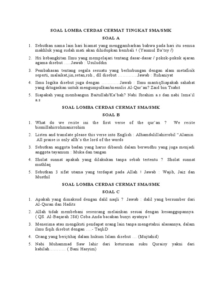 Soal LCC | PDF | Agama & Spiritualitas