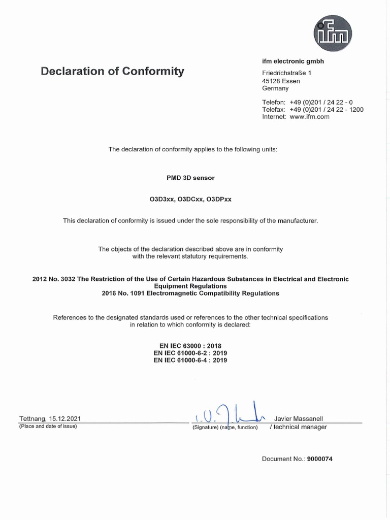 Declaration of Conformity | PDF