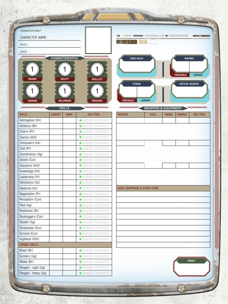 EotE - Character Sheet (Beginner Game - Fillable) | PDF | Entertainment ...