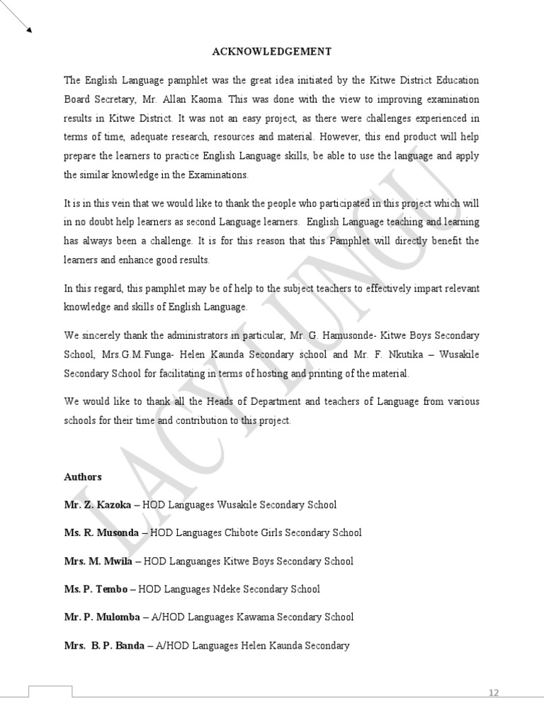 English Pamphlet Senior g10-g12 | PDF