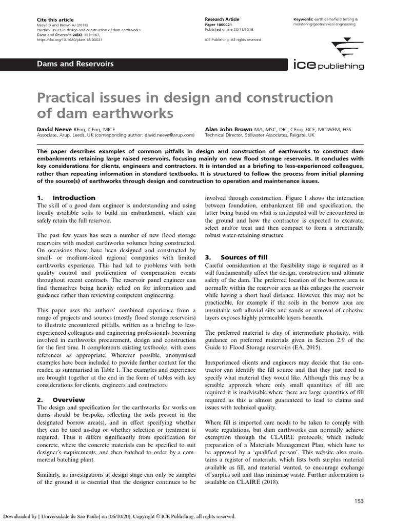 Practical Issues in Design and Construction of Dam Earthwoks | PDF ...