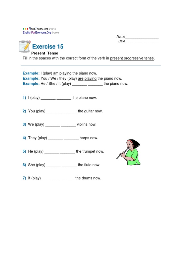 Present Tense Exercise 15 | PDF