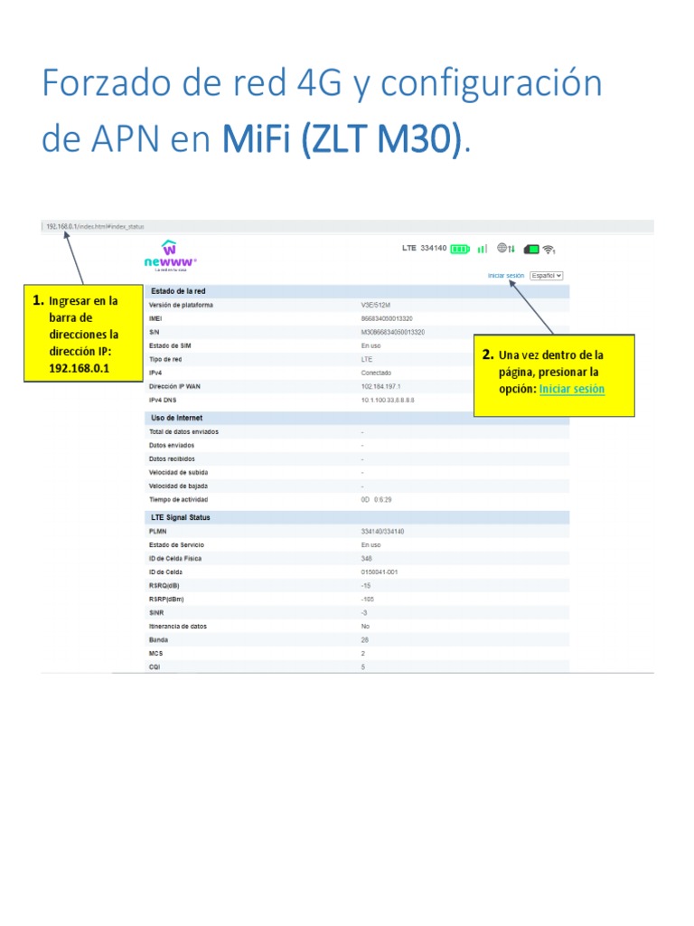 Forzado 4G y APN MIFI ZLT M30 | PDF