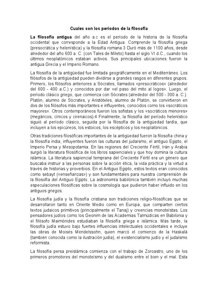 Cuales Son Los Periodos de La Filosofia | PDF | Filosofia Medieval ...
