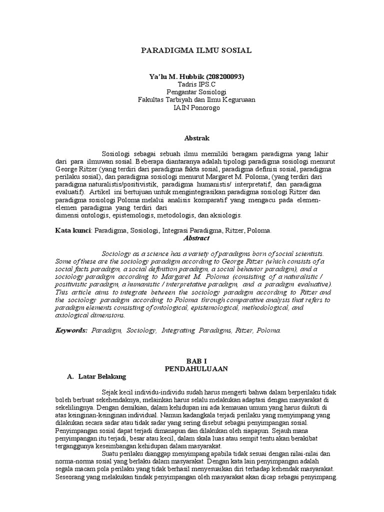 Paradigma Ilmu Sosial | PDF | Ilmu Sosial | Filsafat
