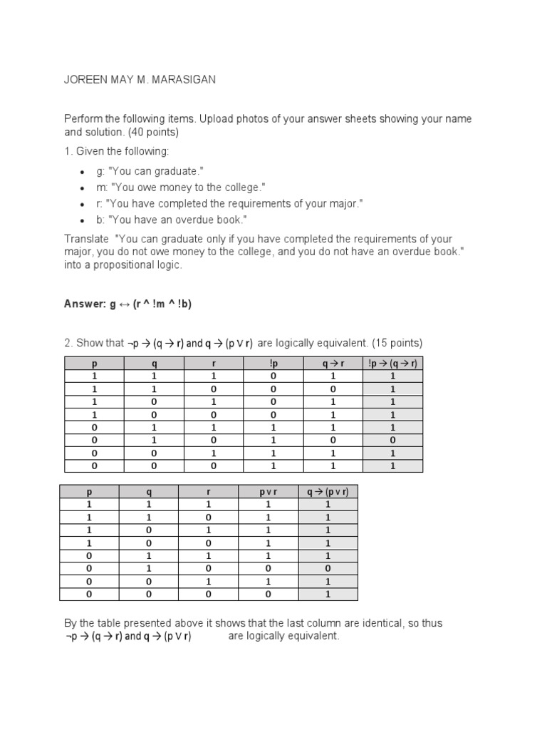 01 Task Performance 1/prelim Exam - ARG | PDF | Algebra | Contradiction
