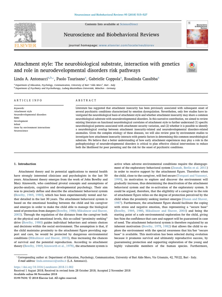Attachment Style The Neurobiological Substrate, Interaction With ...